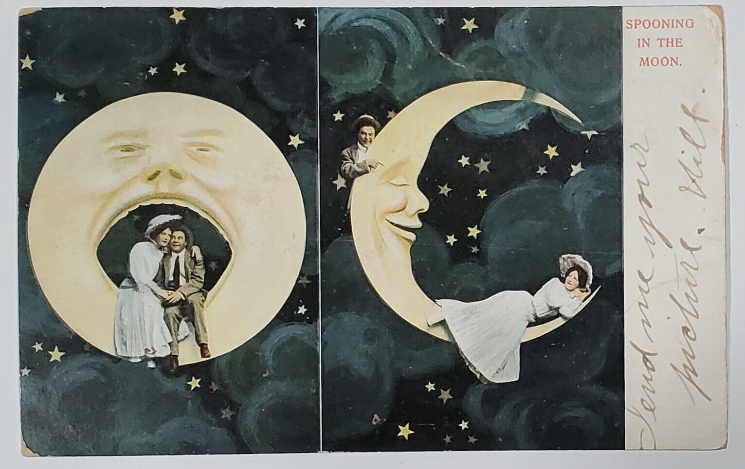 Spooning in the Paper Moon Open Mouth Stars Sadsburysville PA Postcard ...