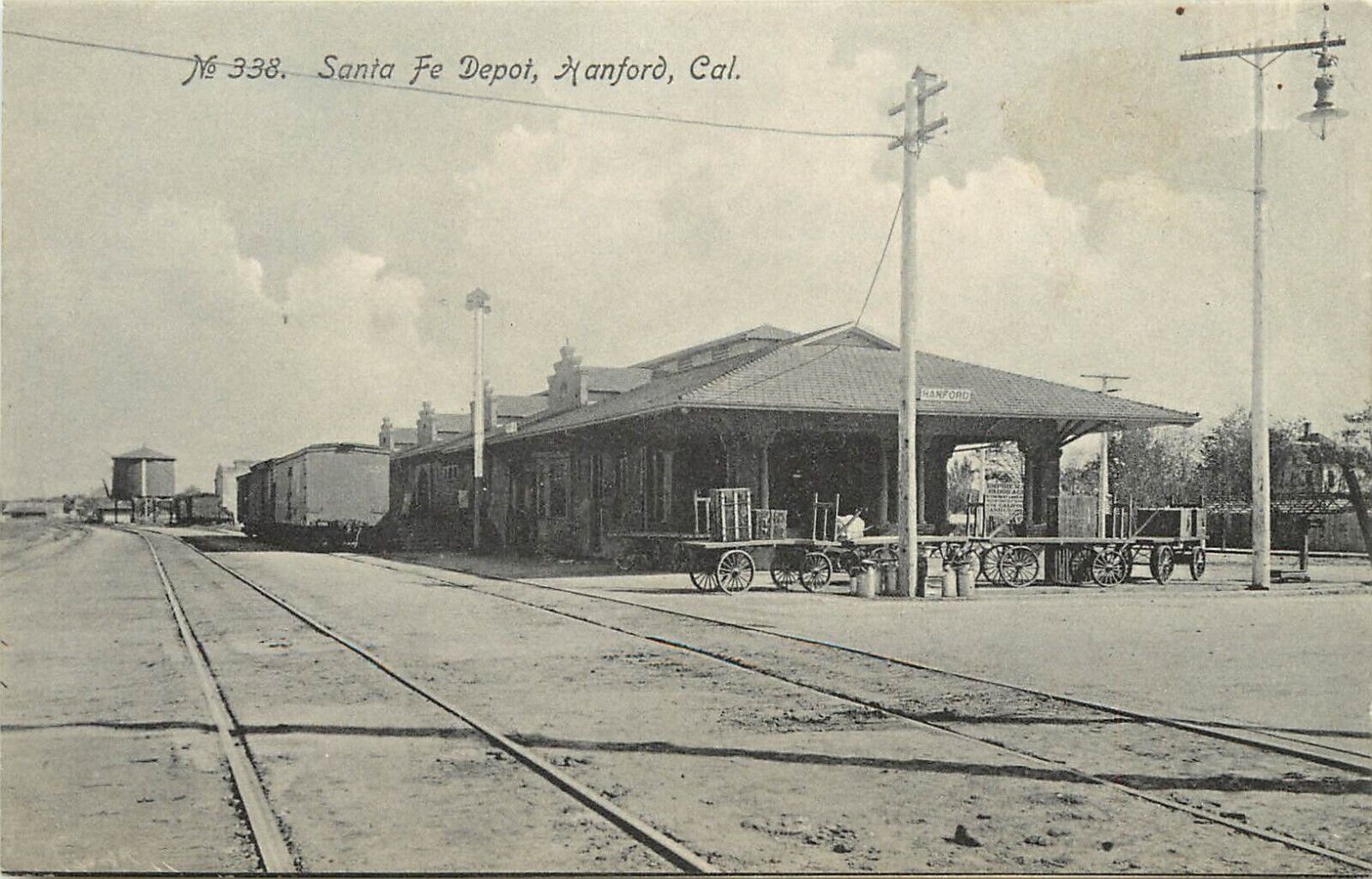 c1910 Postcard; Santa Fe Depot, Hanford CA Kings County Unposted ...