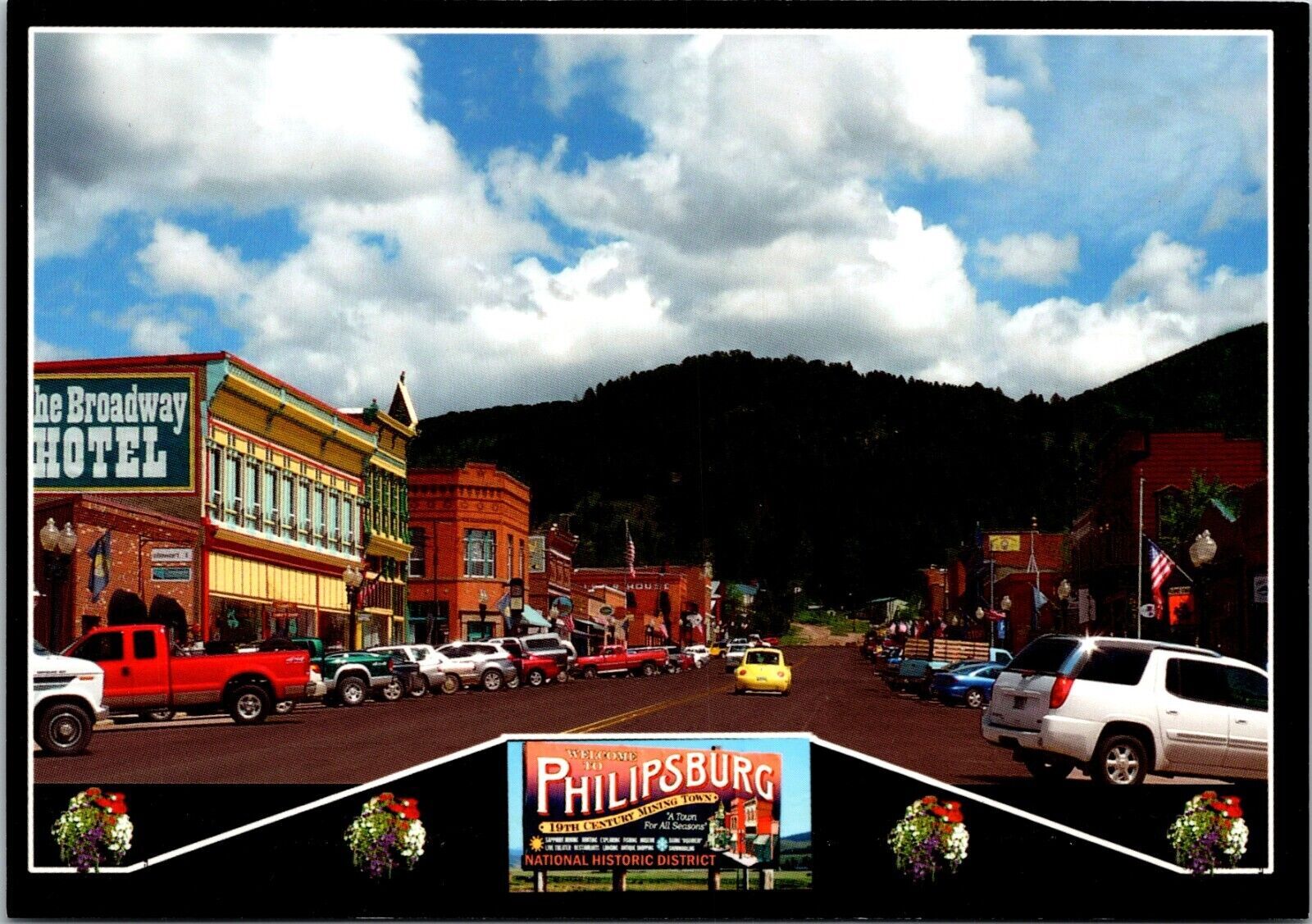 Downtown Philipsburg Montana Postcard UNP Chrome Street view Historic ...