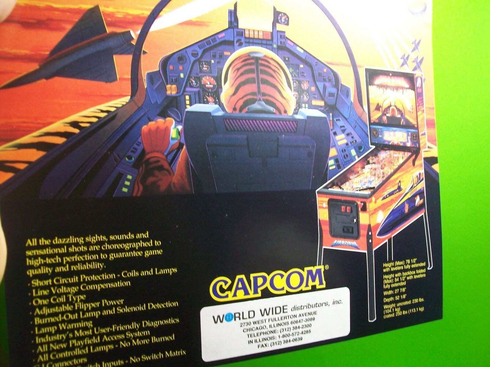 Capcom Airborne Pinball FLYER Original Promo Game Art 1995 Supersonic ...
