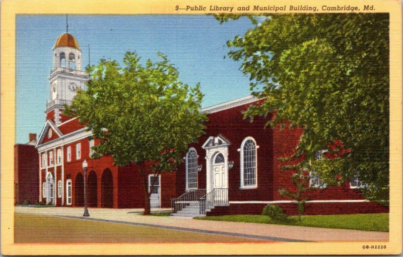 Maryland Cambridge Public Library and Municipal Building Curteich ...