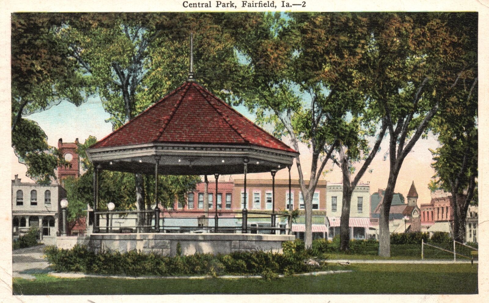 Fairfield Iowa, 1946 Central Park Recreational Band Stage Vintage ...