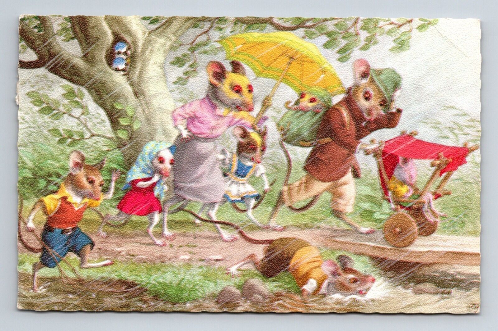 Alfred Manzier Anthropomorphic Dressed Mice In Rain DB Postcard A13 ...