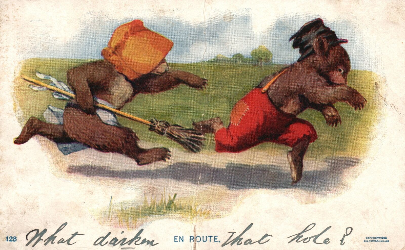 Vintage Postcard En Route Rats Running Away From The Kitchen Comic ...