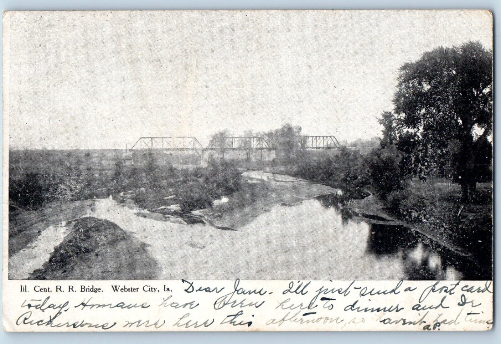 Webster City Iowa IA Postcard Railroad Bridge Cent Exterior View River ...