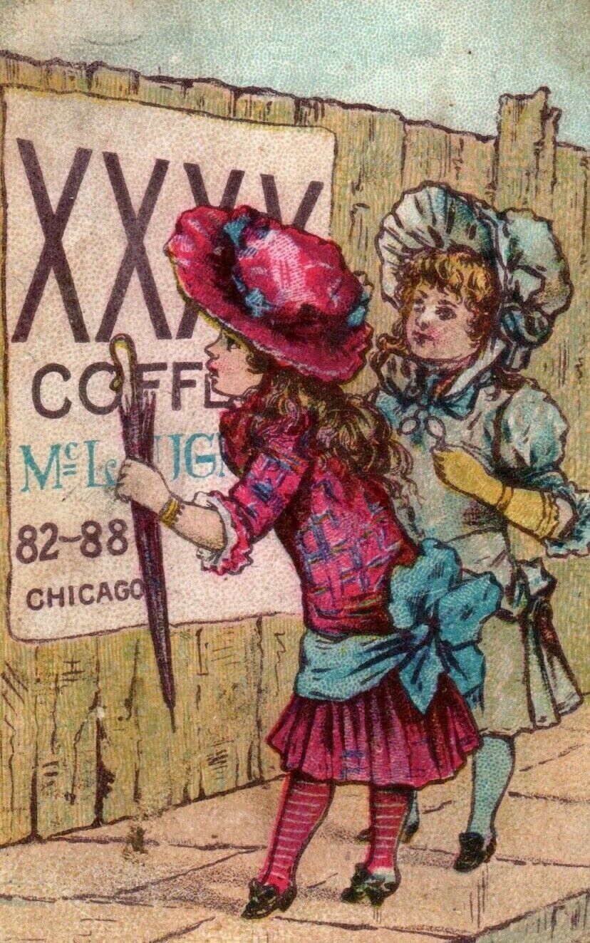 1880's McLaughlin's Coffee Kids Sign Victorian Trade Card P37 ...