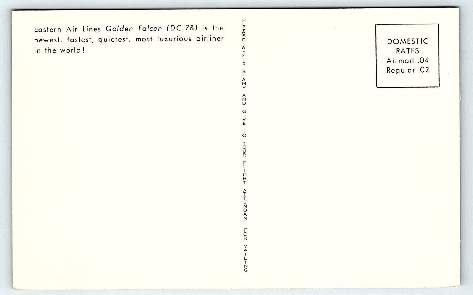 1950s Eastern AIR Lines Golden Falcon Dc-7B in Flight Postcard P1435 ...