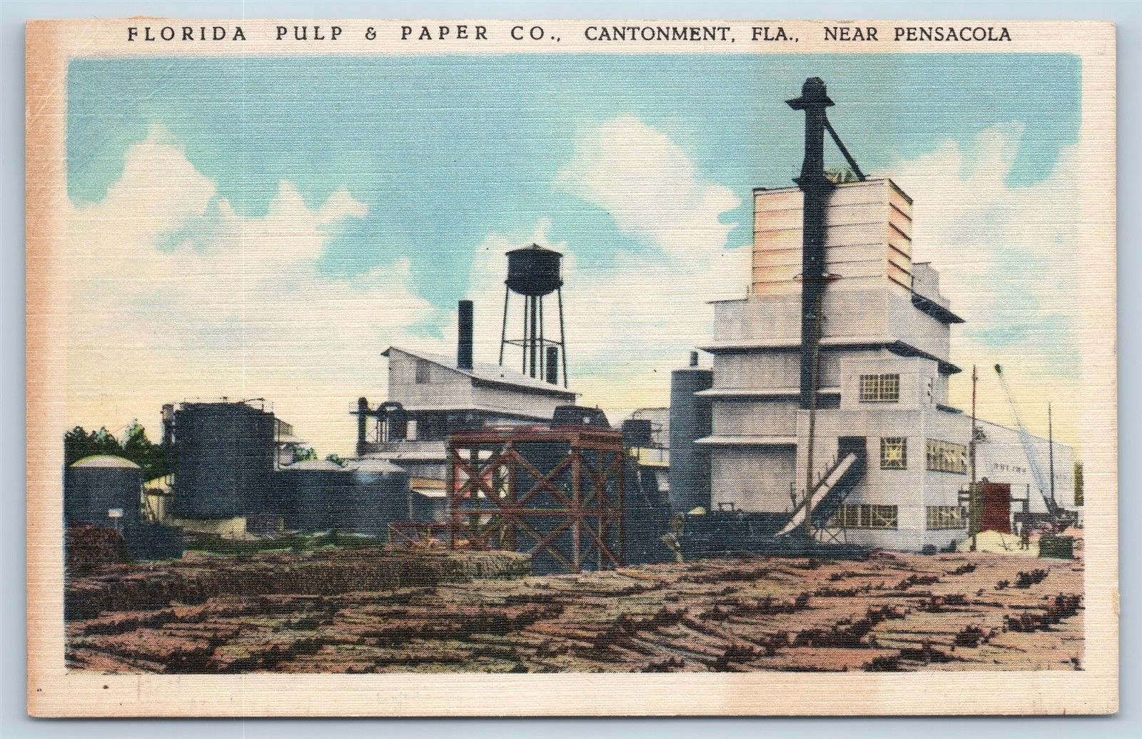 Postcard FL Cantonment Florida Pulp & Paper Company Plant Mill Vintage ...