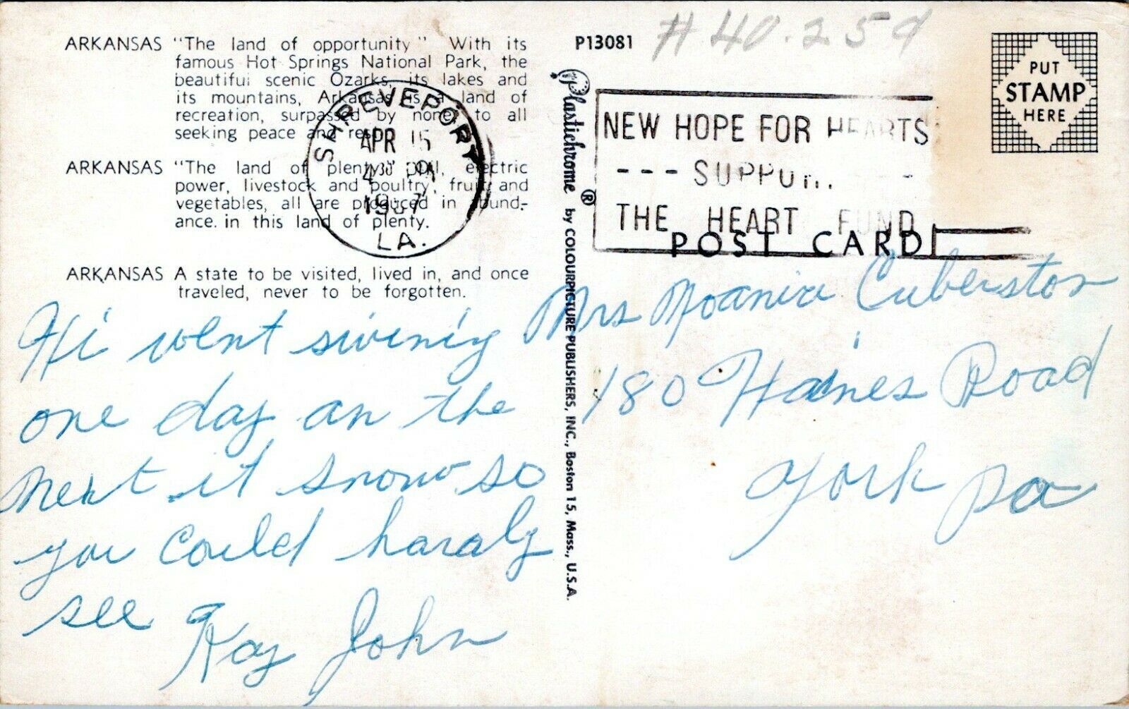 Arkansas Map Postcard 1950s Chrome LC | United States - Arkansas ...