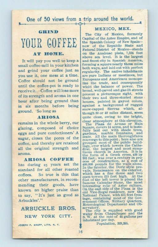 1880's-90's Arbuckle Bros. Ariosa Coffee Mexico & Vicinity No.16 B P183 ...