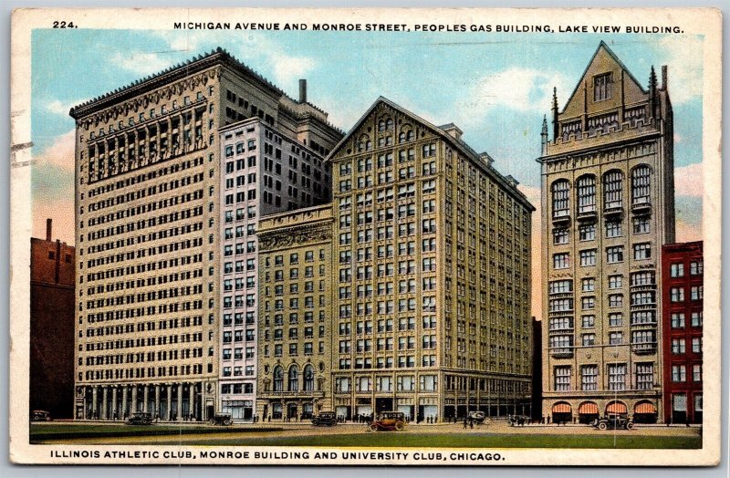 Vtg Chicago Illinois Michigan Avenue & Monroe Street Buildings 1920s ...