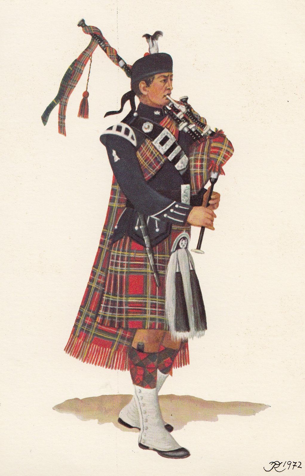 Scottish Military Piper Royal Regiment Scots 1952 Uniform Postcard ...