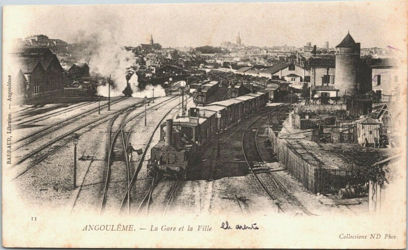 France Angouleme La Gare et la Ville Steam Locomotive Train Postcard 04 ...