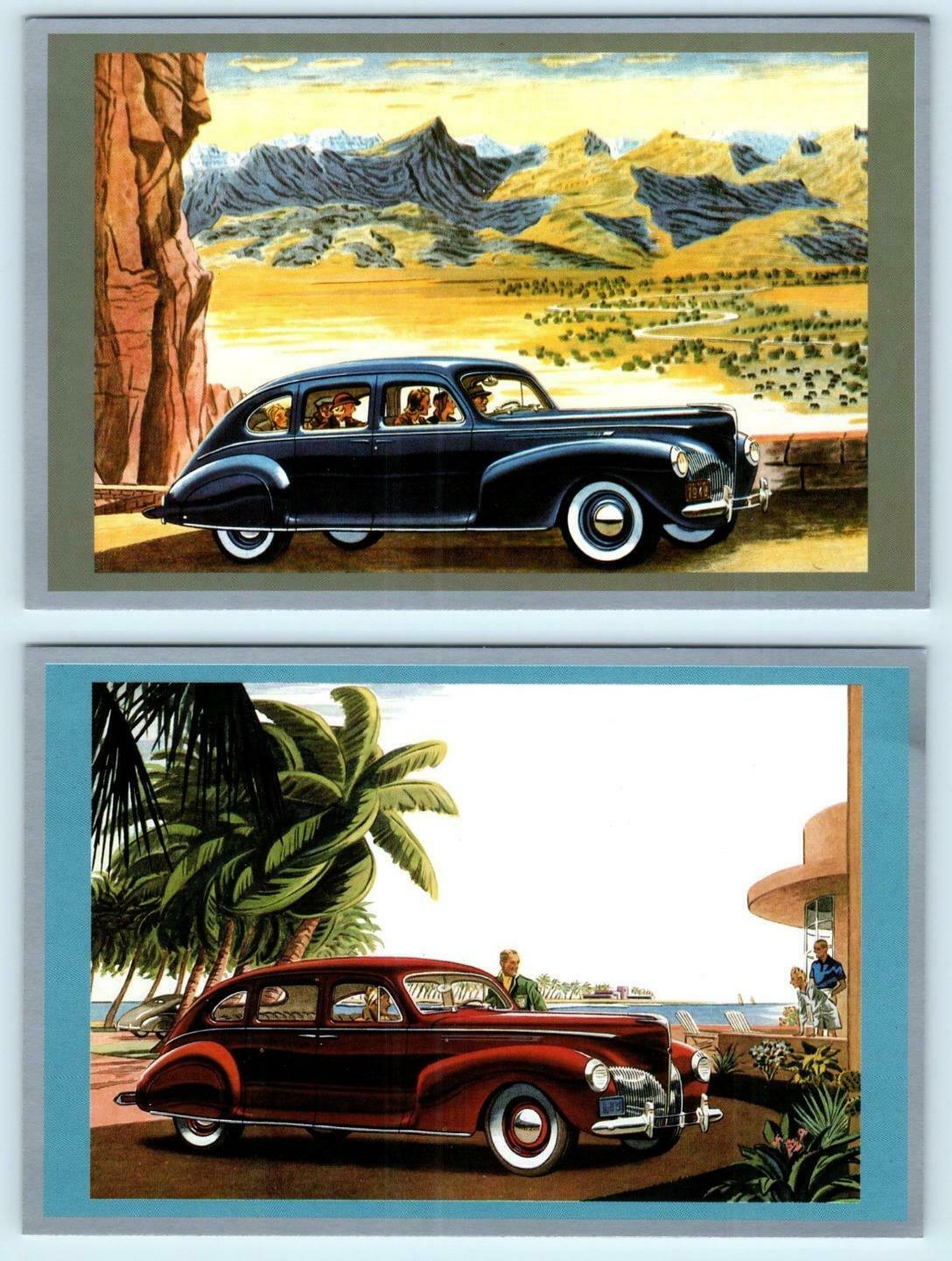 2 Vintage 1990 Postcards ~ 1940 LINCOLN AUTOMOBILE Advertising "Touring ...