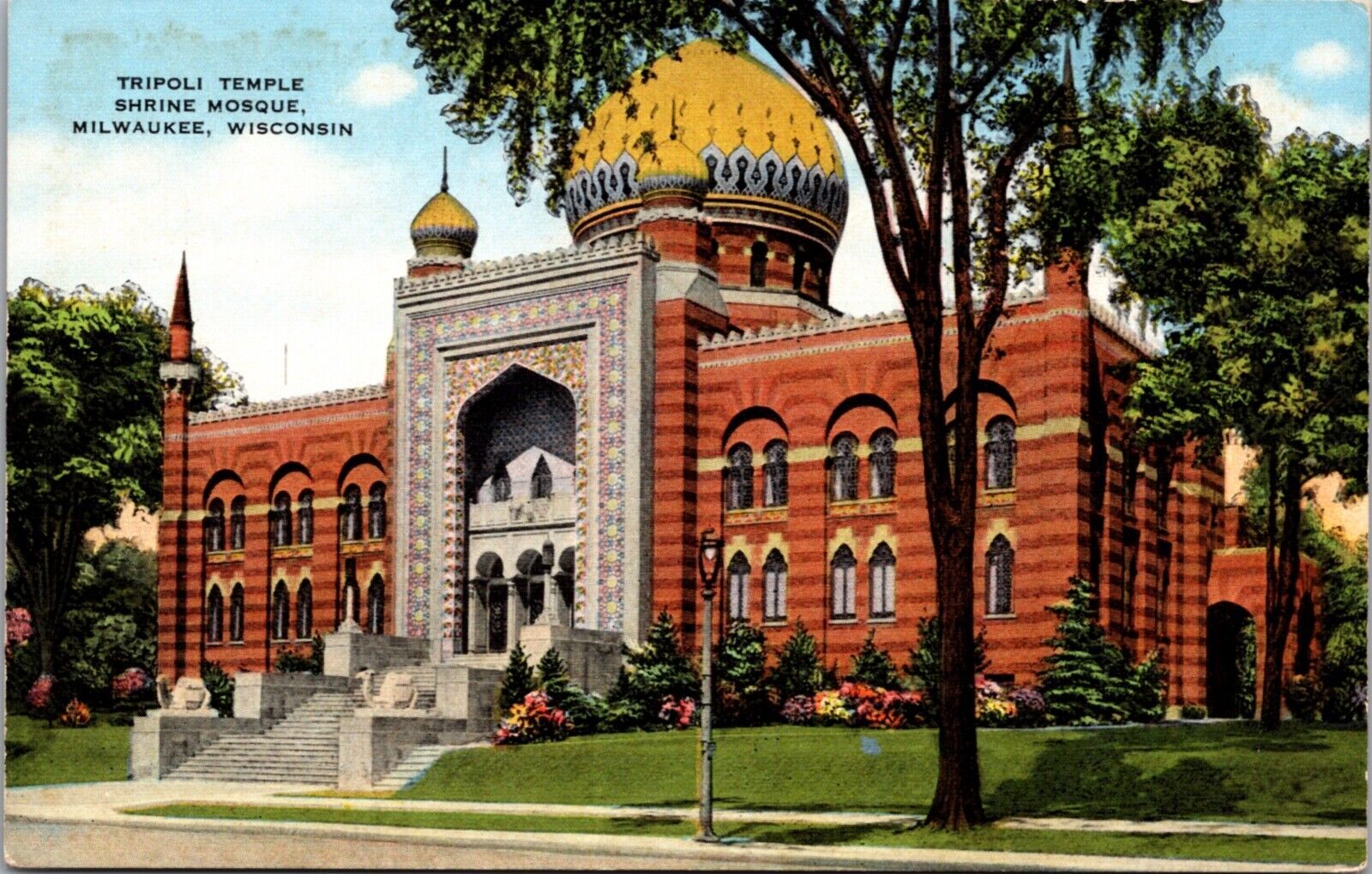 Linen Postcard Tripoli Temple Shrine Mosque in Milwaukee, Wisconsin ...