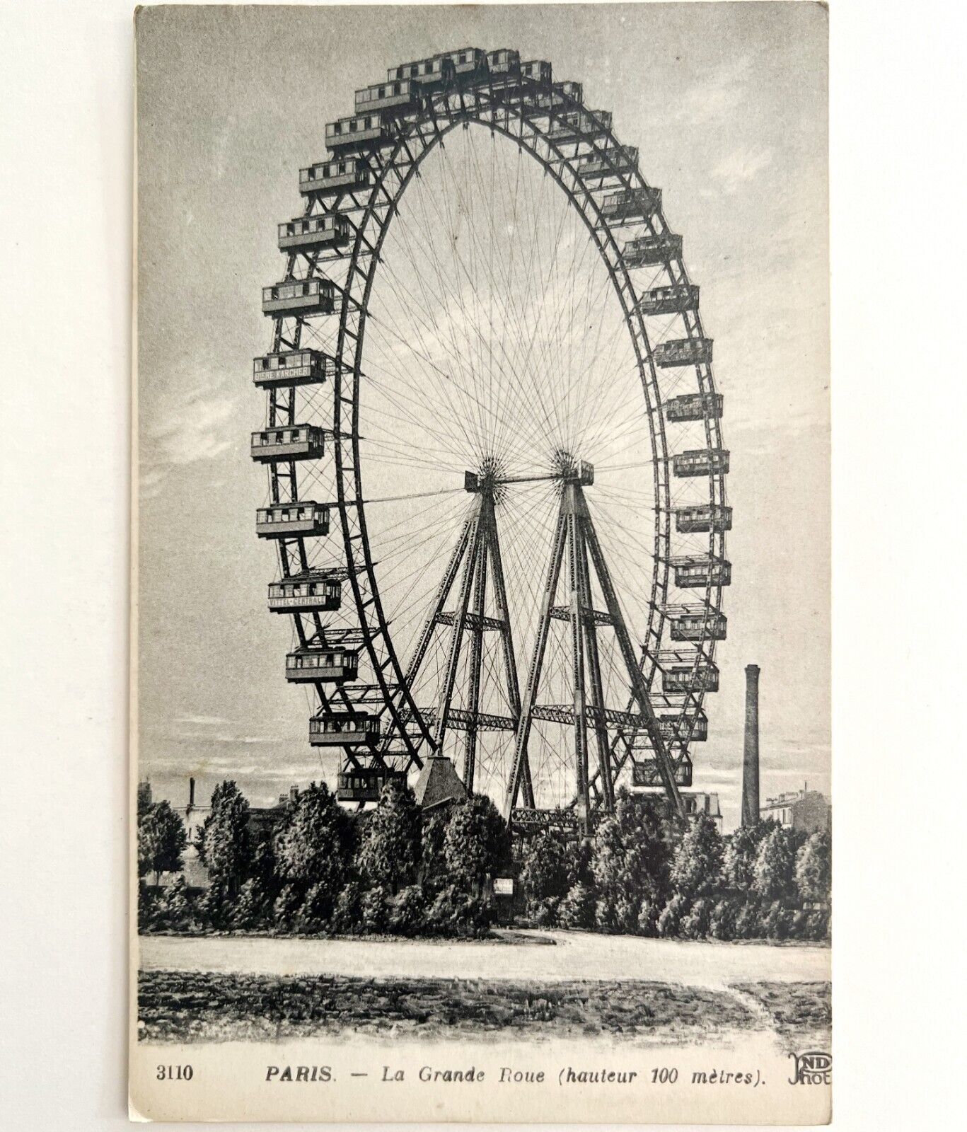 Paris France The Big Ferris Wheel 1910s WW1 Era Postcard Grand Roue ...