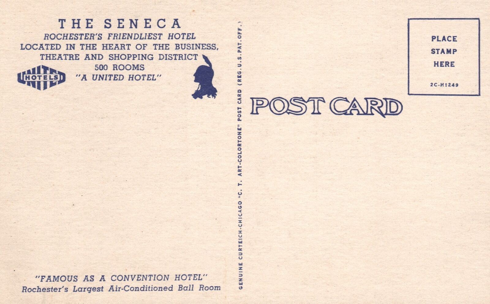 Vintage Postcard 1930's Hotel Seneca Building Rochester New York N.Y ...