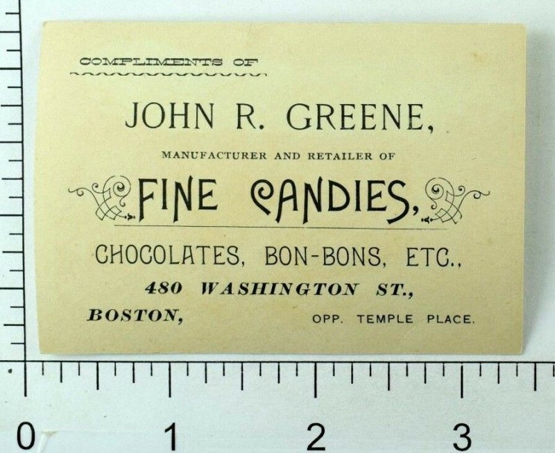 John R. Green Fine Candies, Bon-Bons, Boston Lovely Winter Scene Trade ...