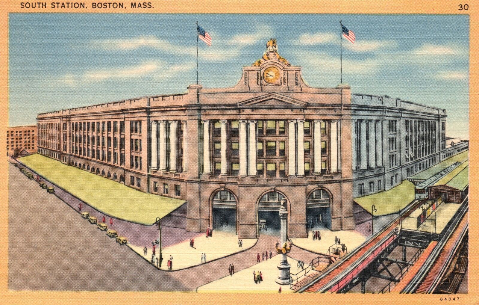 Vintage Postcard 1940's South Station Building Dewey Square Boston ...