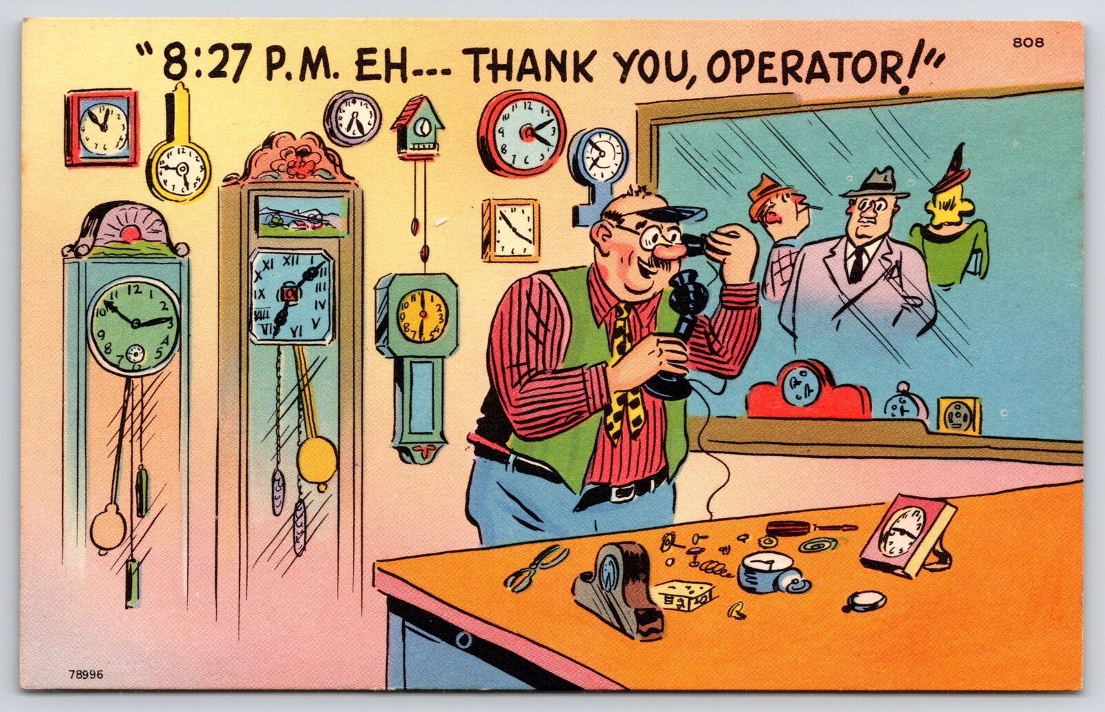 Thank You, Operator! Fat Man Holding Operator Machine Comic Postcard ...