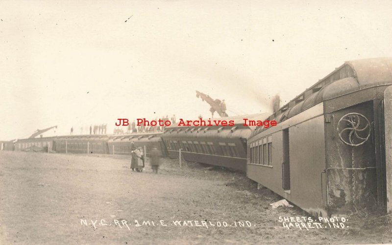 IN, Waterloo, Indiana, RPPC, New York Central Railroad Accident, Sheets ...