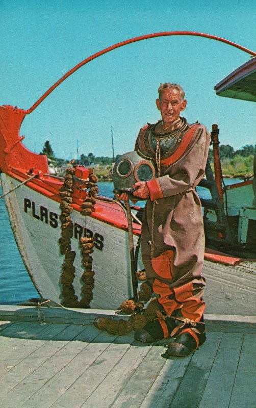 Vintage Postcard A Greek Sponge Diver At The Mouth Of Anclote River ...