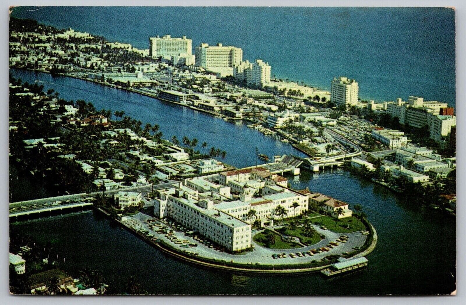 Miami Florida North Beach Scenic Birds Eye View Chrome Cancel WOB ...