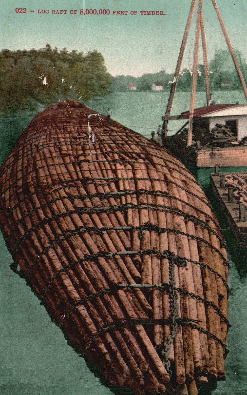 Vintage Postcard 1909 Log Raft of 8,000,000 feet of Uncut Lumber ...