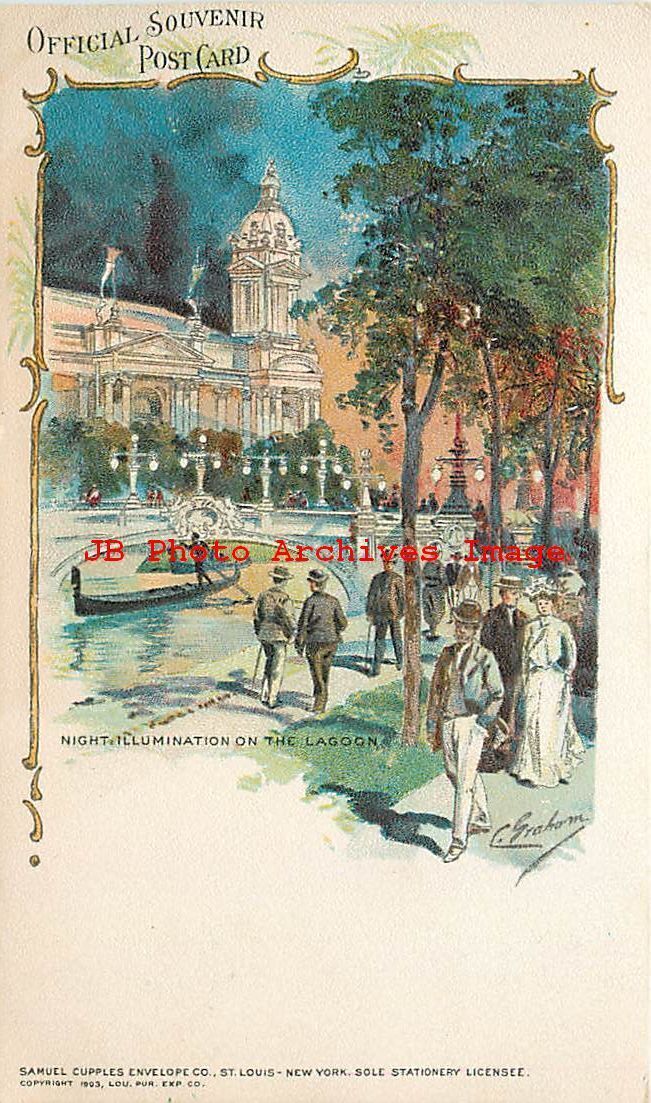 1904 St Louis Worlds Fair, Night Illumination of the Lagoon, Samuel ...