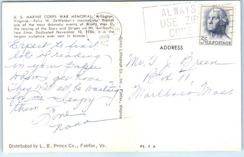 Postcard - U. S. Marine Corps War Memorial - Arlington, Virginia ...