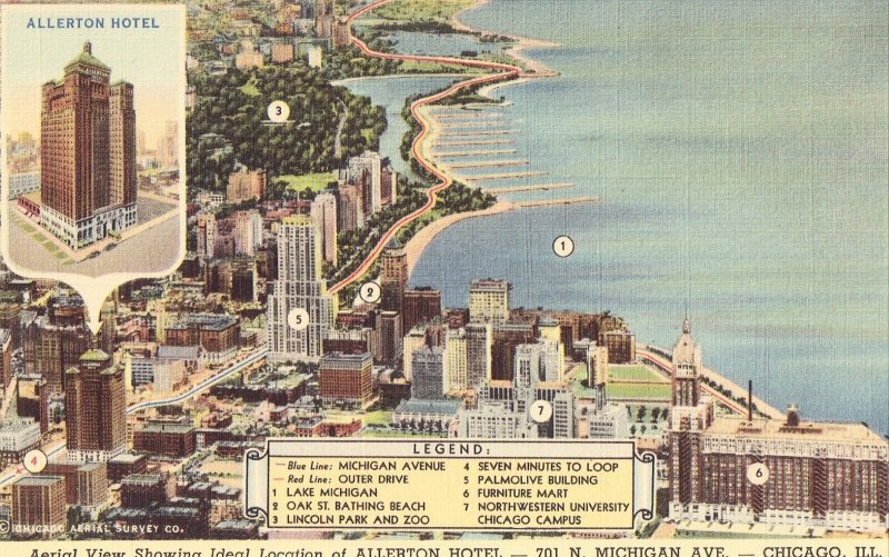 Aerial View Map showing Key Locations - Chicago, Illinois Linen ...