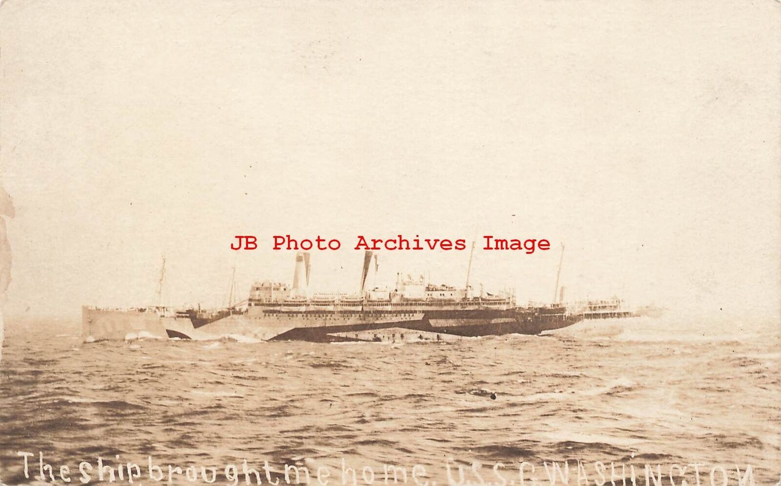US Navy, RPPC, Transport Ship USS George Washington Returning Troops ...