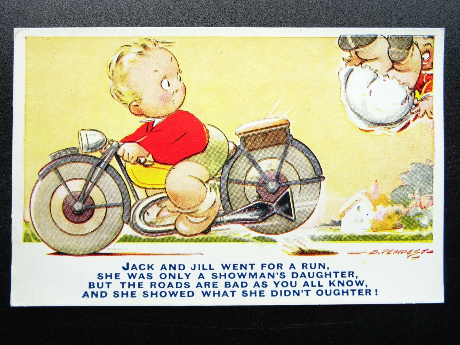 Comic Theme JACK & JILL MOTOR BIKING Dan Tempest c1960s Postcard by ...