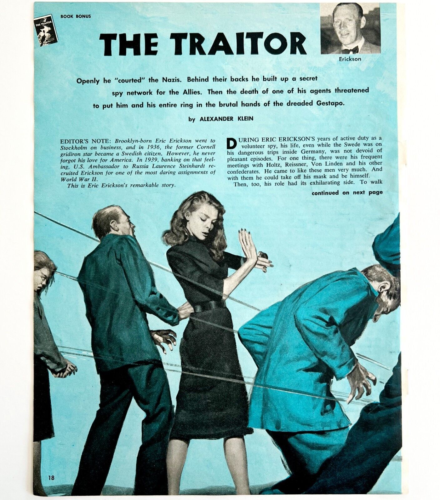 1959 The Traitor Eric Erickson Spy WW2 Partial Article Art Print Sweden ...