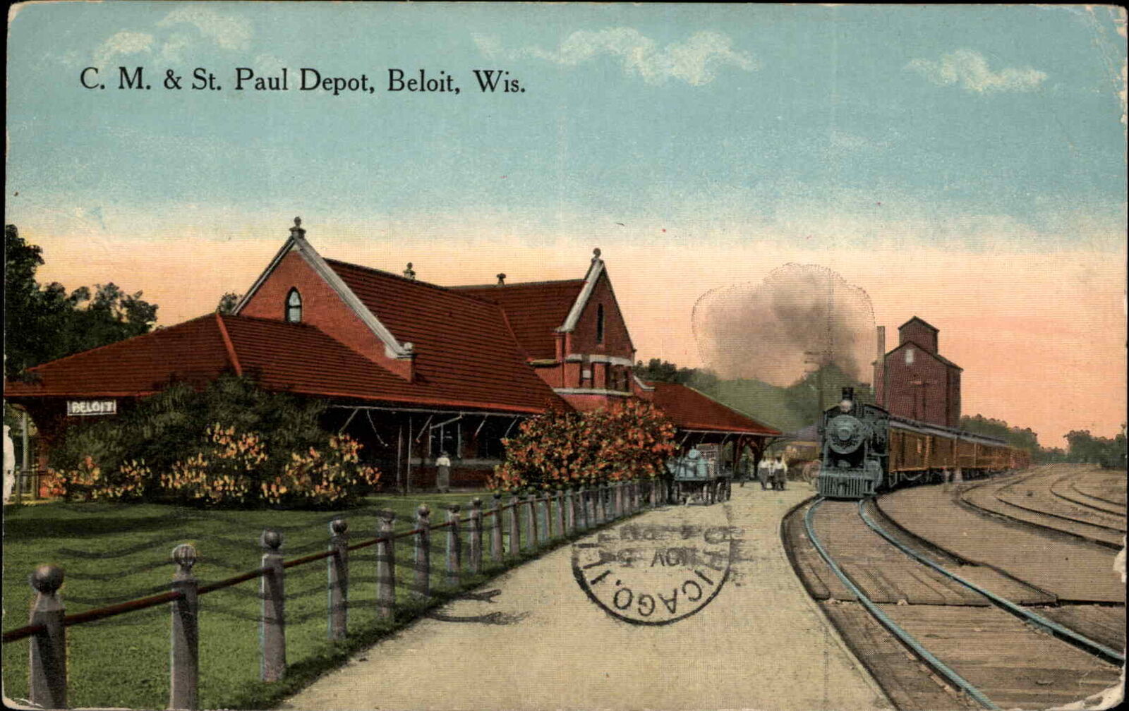 Beloit WI CM&St. Paul RR Train Station Depot c1910 Postcard | United ...