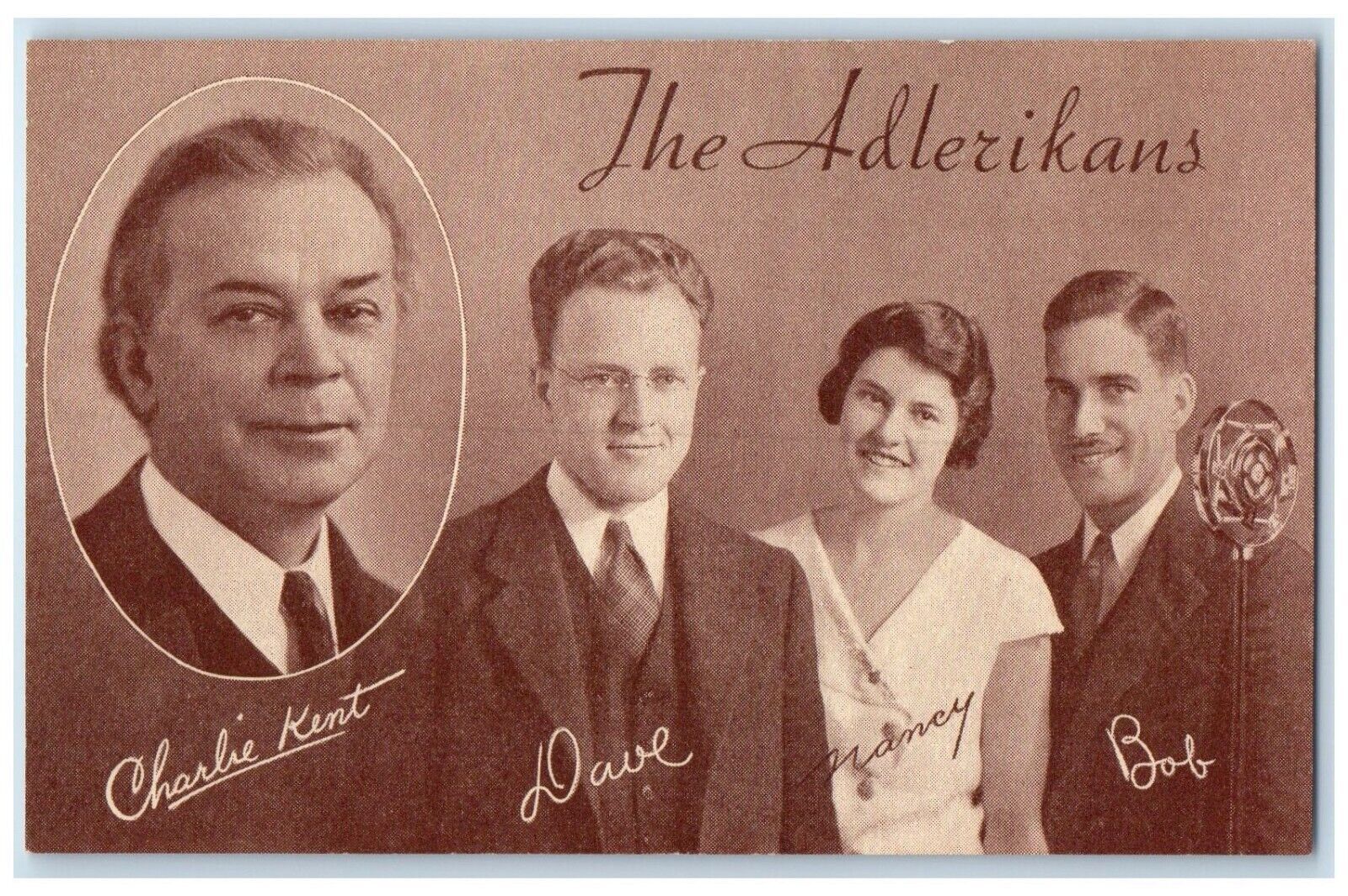 The Adlerikans Radio Singers Stations Charlie Kent Unposted Antique ...