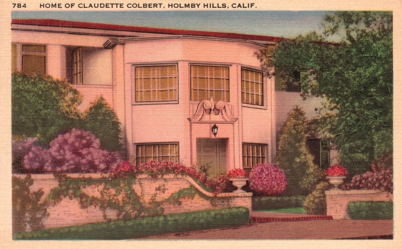 Vintage Postcard 1940's Home Of Claudette Colbert House Holmby Hills ...