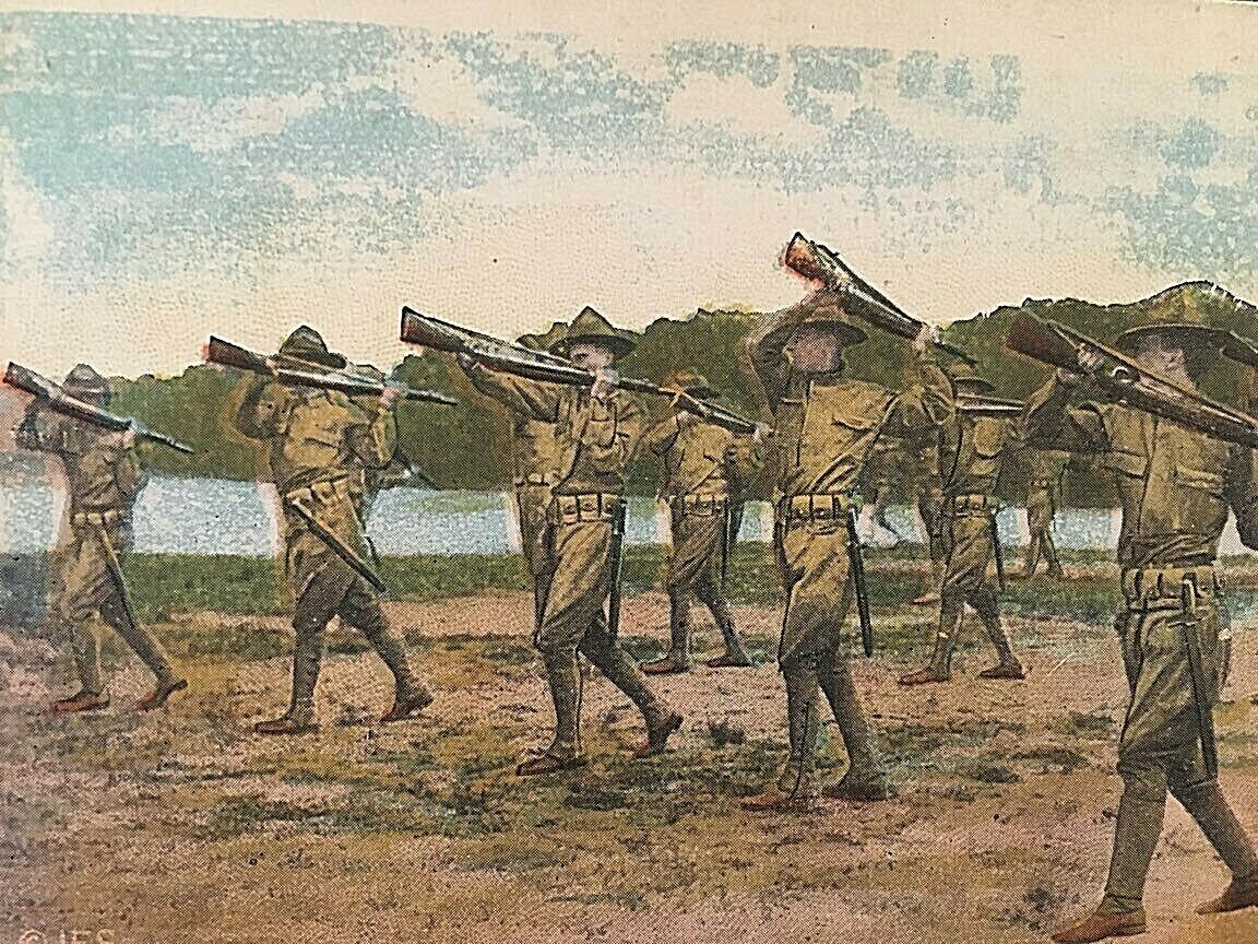 Postcard WW1 Scene showing Rifle Drill by Soldiers. T3 | Topics ...
