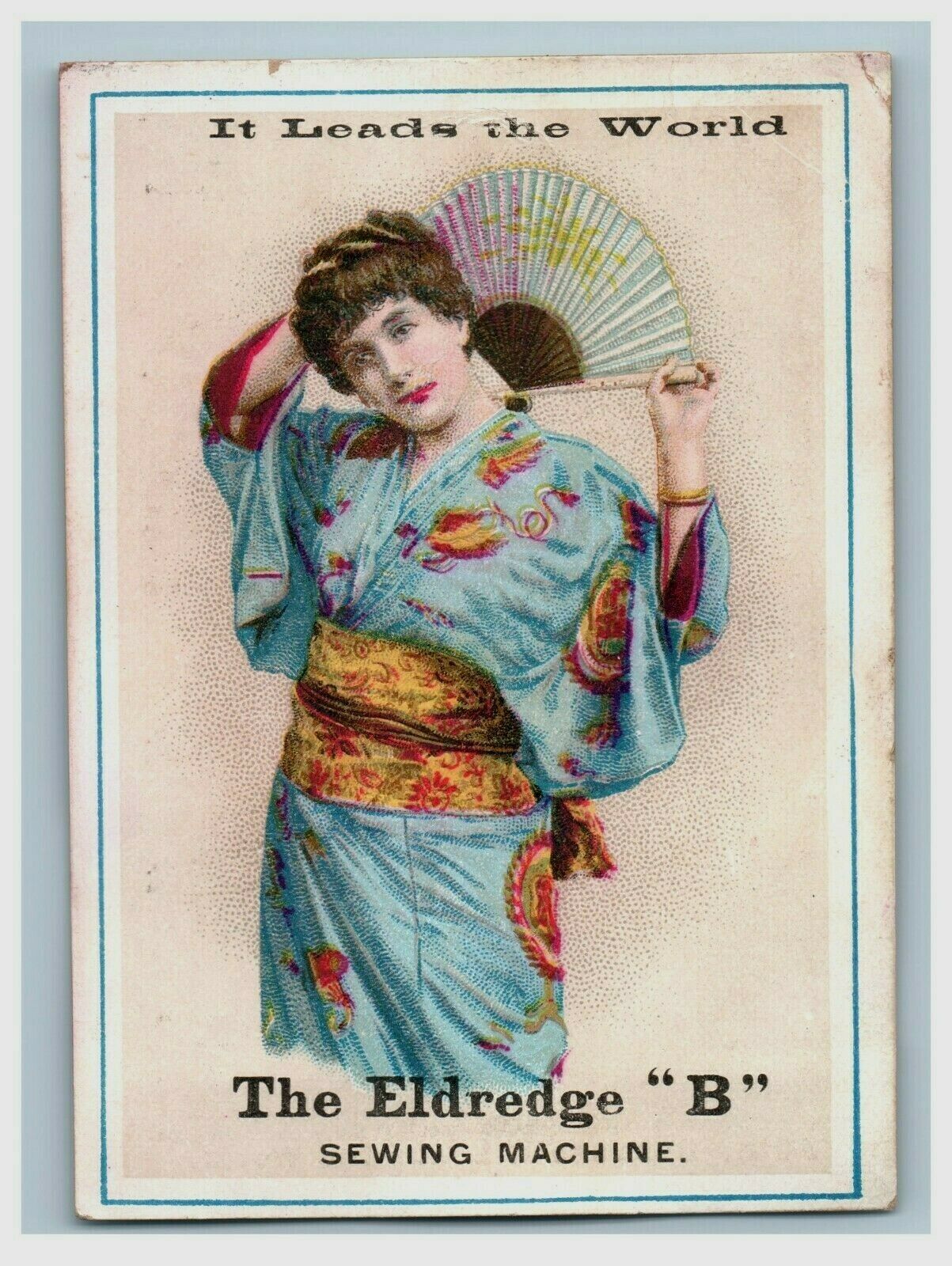 1880's-90's Eldredge "B" Sewing Machine Geisha Lady With Fan P199 ...