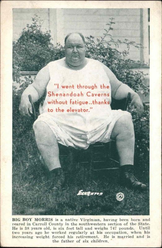 Fat Man Big Boy Morris Shenandoah Caverns Caves c1940 Postcard | Other ...