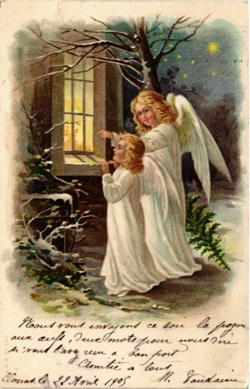 CPA AK Angels Arriving to a House at Christmas ANGELS (777555) | United ...