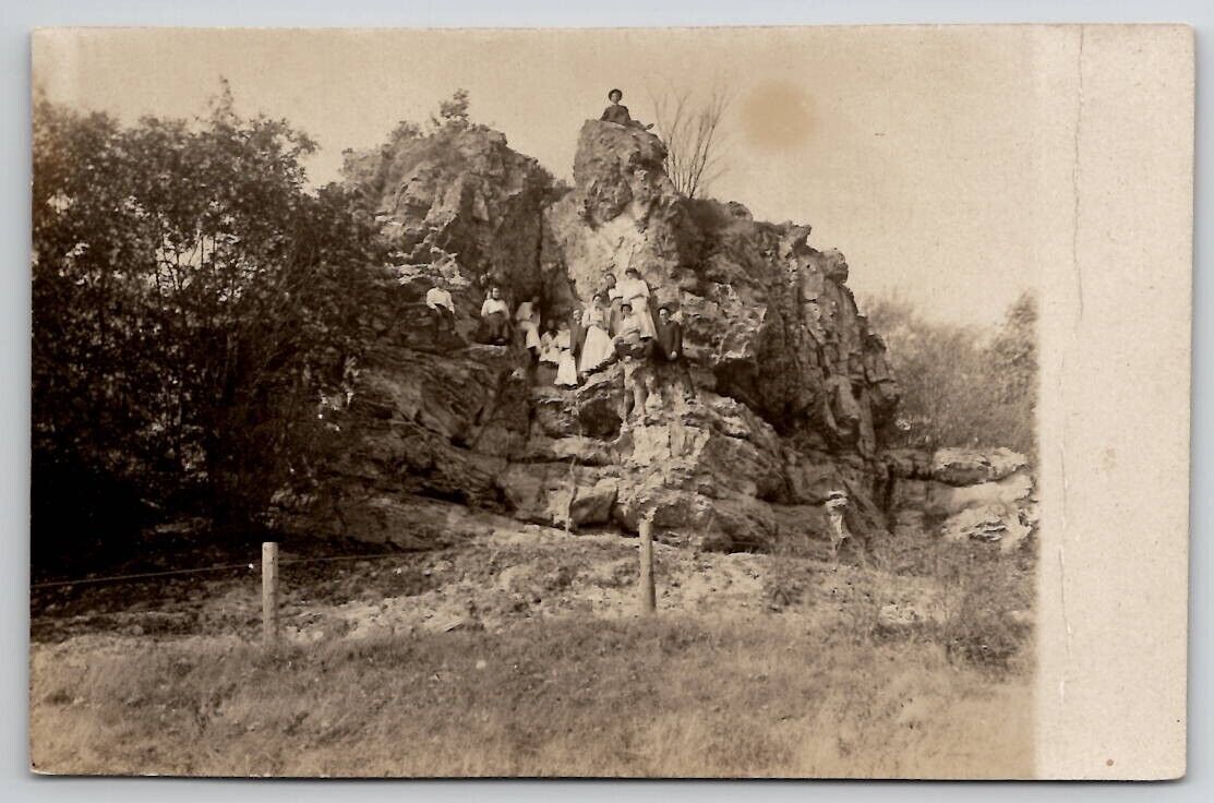 RPPC Mount Morris Illinois Edwardians Pose Photo On Cave Rocks Postcard ...
