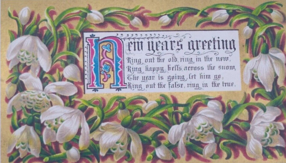 1870s - 80s Snowdrop Flower Charles Goodall Victorian New Year ...