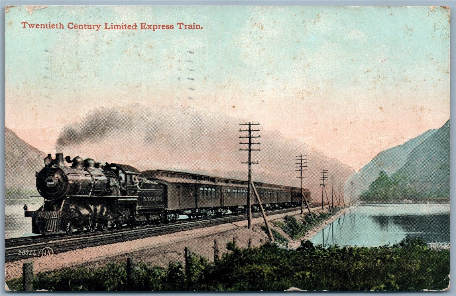 Twentieth Century Limited Express Train Antique 1911 Postcard Railroad ...