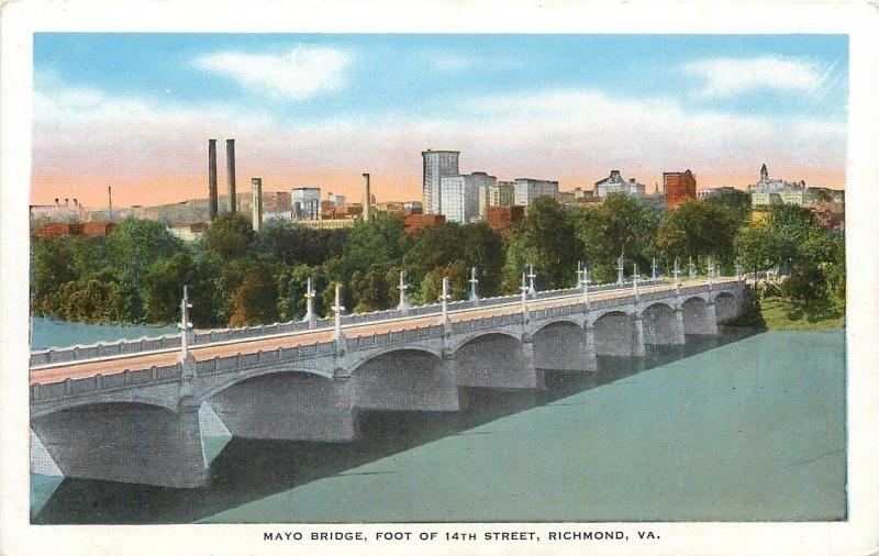 Richmond Virginia~Mayo Bridge~14th Street~Skyline~Smokestacks~1920s ...