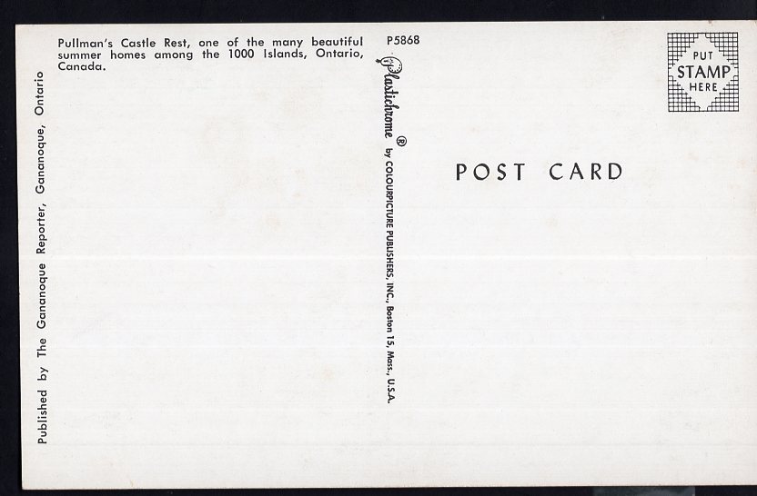 Ontario Pullman's Castle Rest 1000 Islands Beautiful Home Chrome 1950s ...