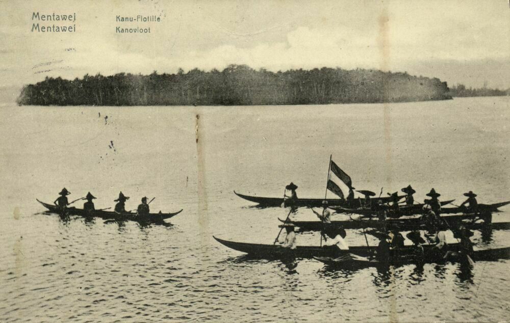 indonesia, MENTAWAI MENTAWEI, Native Canoe Fleet (1910s) Postcard ...