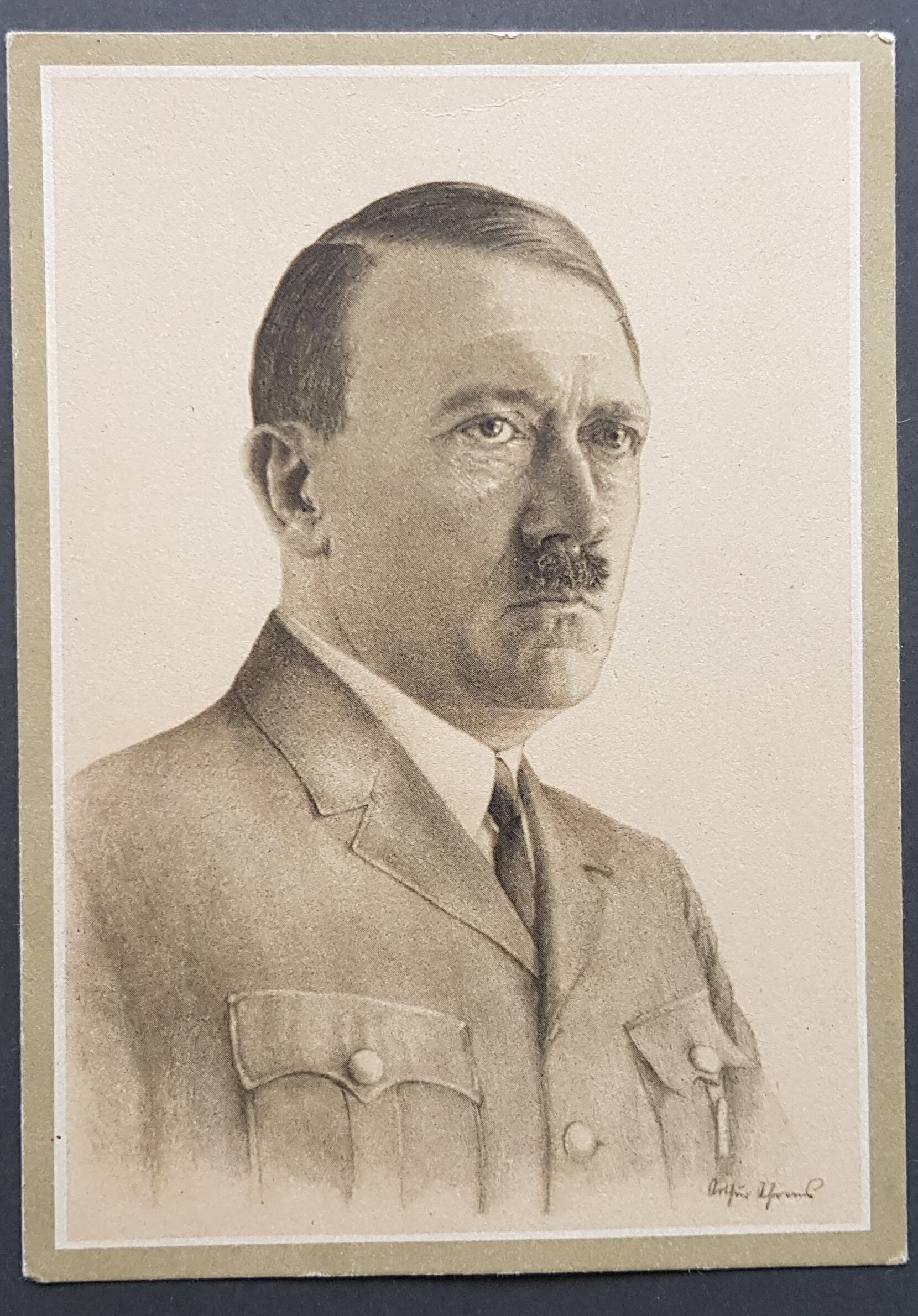 Third Reich Original Nazi Postcard Fuhrer Adolf Hitler Artists Card ...