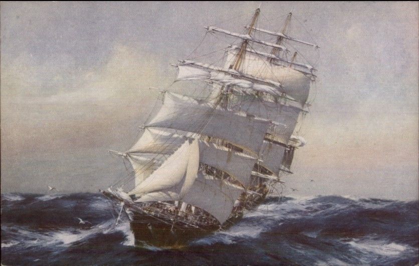 Clipper Ship Schooner - Blue Peter Publ J. Spurling Postcard ...