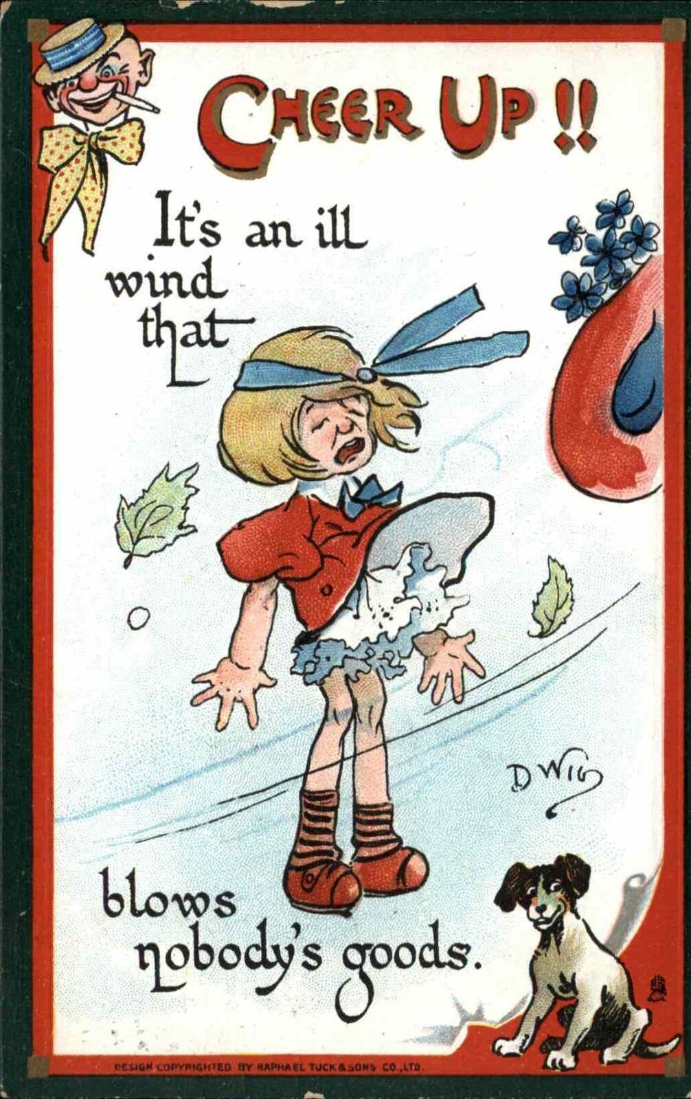 Tuck Dwig Comic Wind Blows Little Girl's Skirt c1910 Vintage Postcard ...